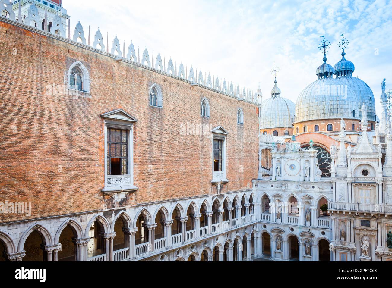 Unusual view on the roof of San Marco church from Palazzo Ducale ...