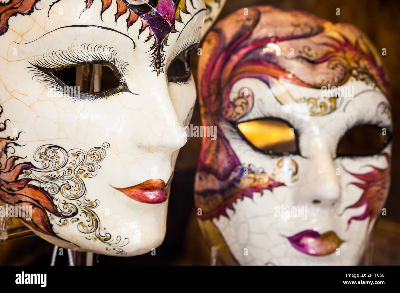 Venice, Italy. Detail of an original and traditional venetian mask ...
