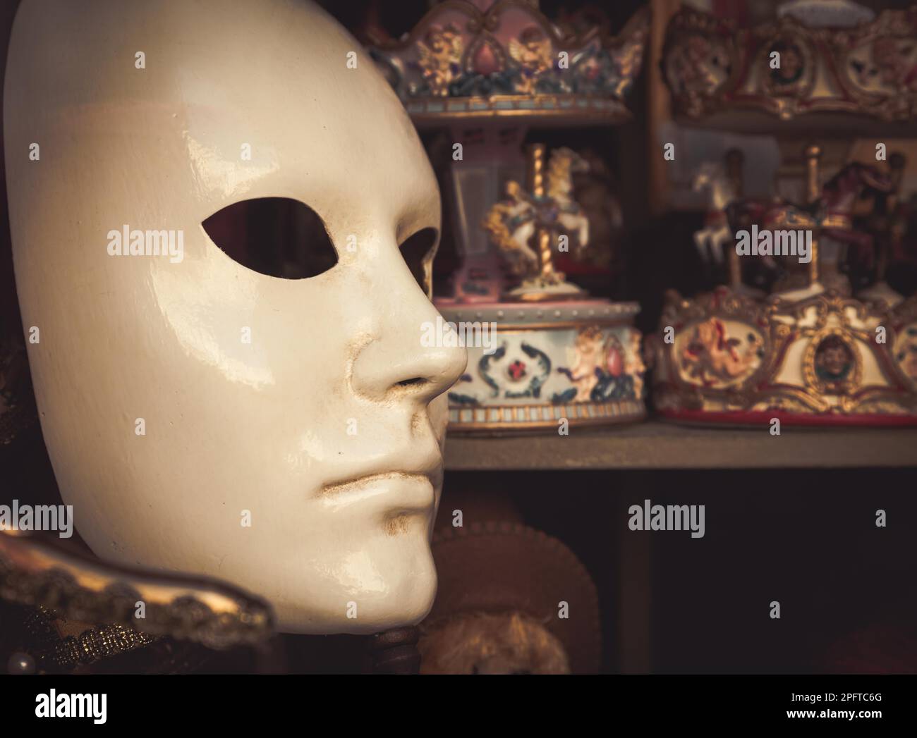 Venice, Italy. Detail of an original and traditional venetian mask ...