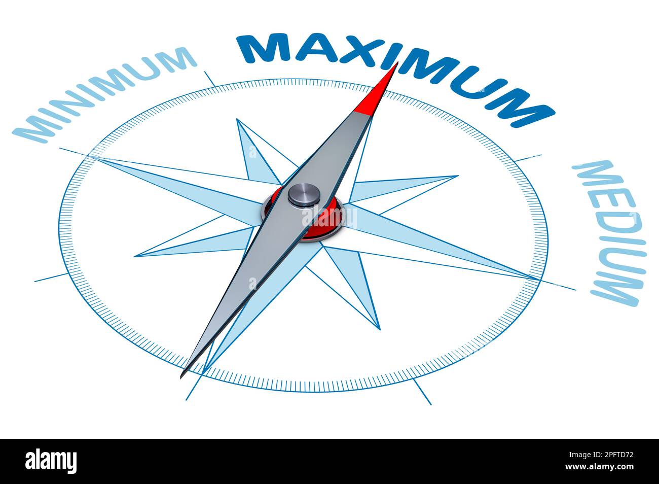 3D rendering of a compass with a maximum icon Stock Photo - Alamy