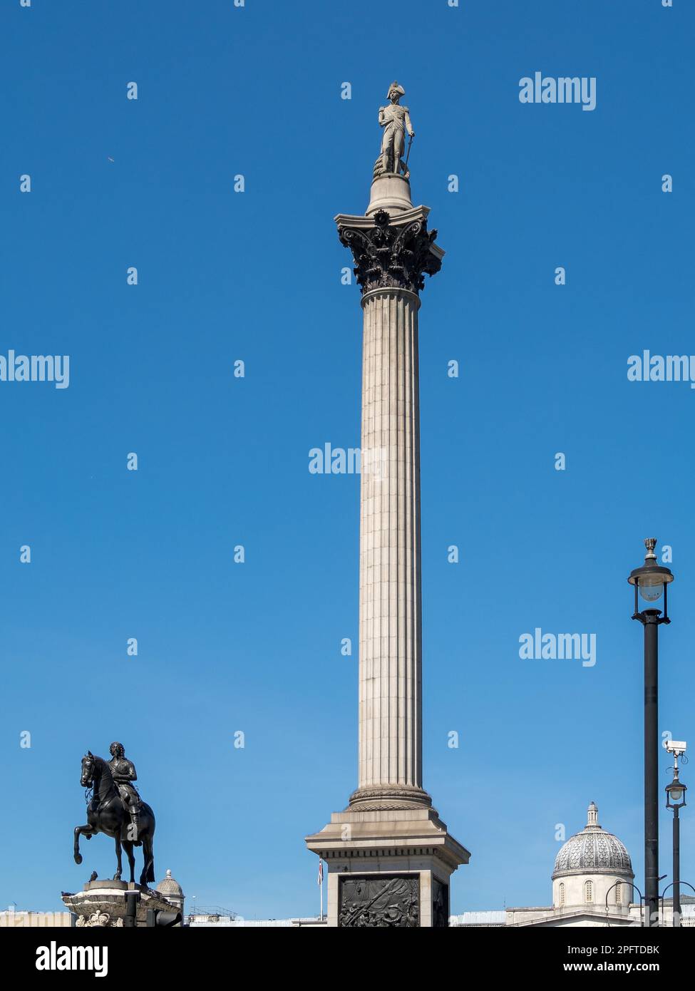 View of Nelson's Statue and Column in Trafalgar Square Stock Photo - Alamy