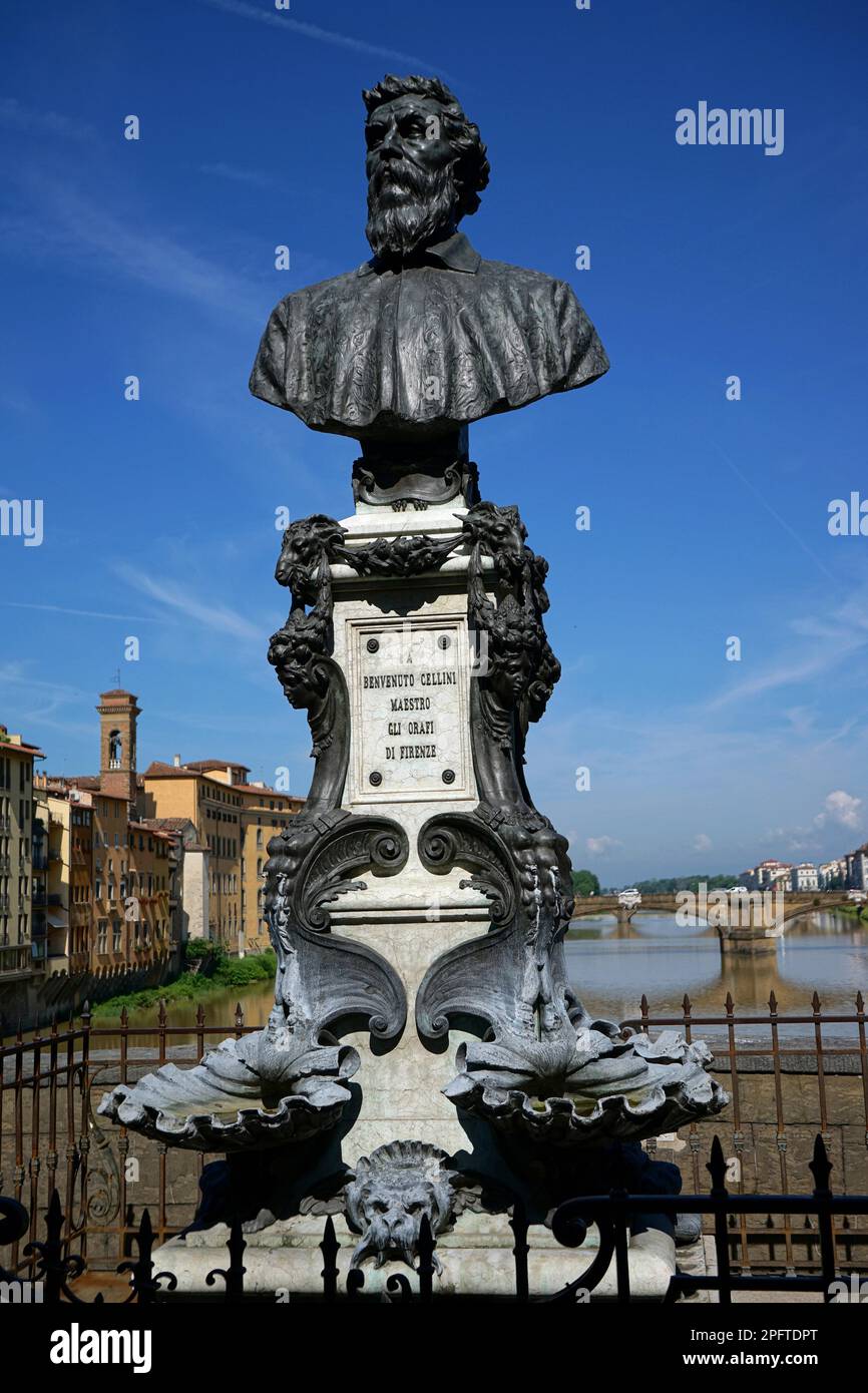 Benvenuto Cellini Bust on the West Side of the Ponte Vecchio, Benvenuto ...