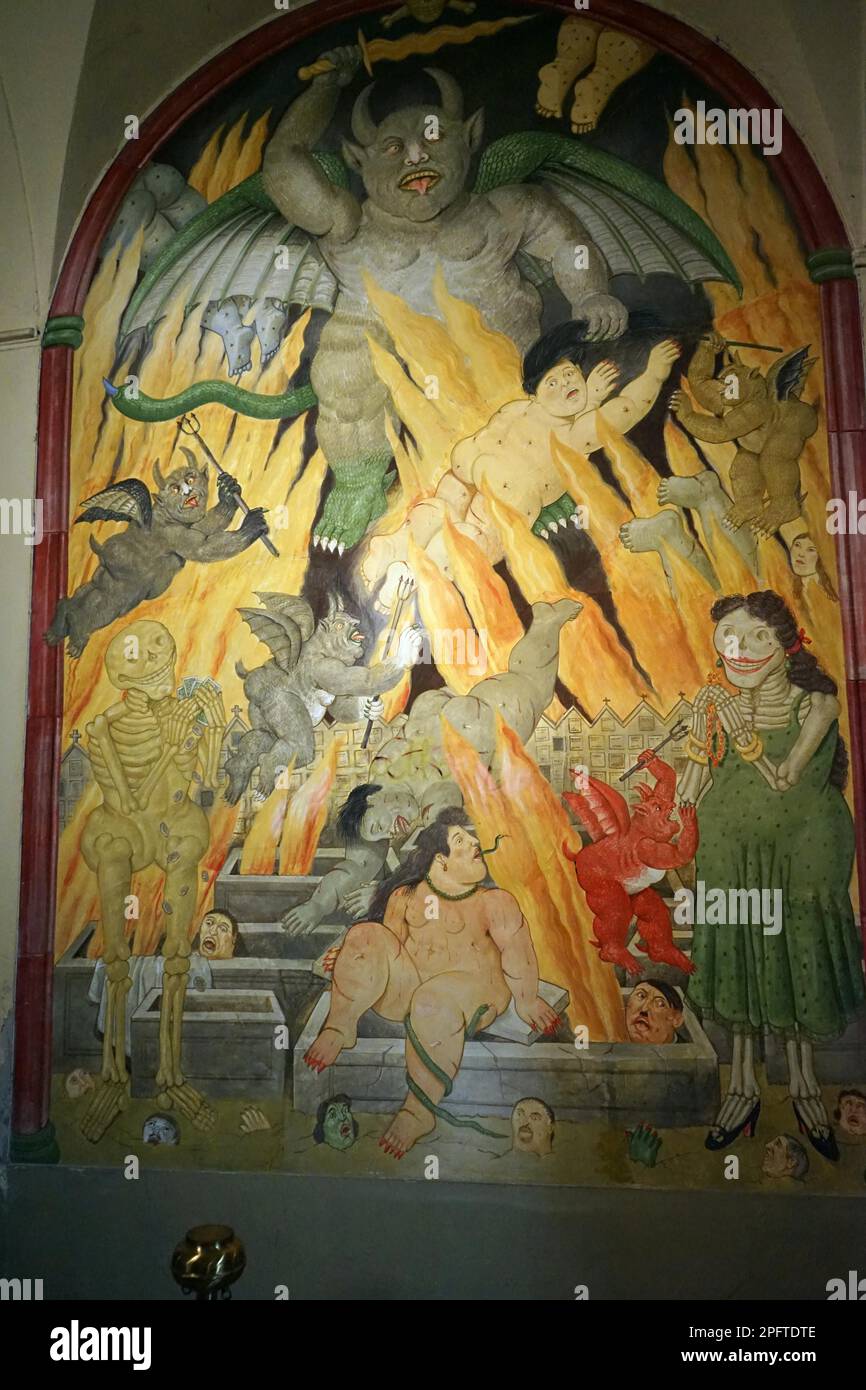 Frescoes by Botero, Church of Sant'Antonio Abate, Pietrasanta, Province ...