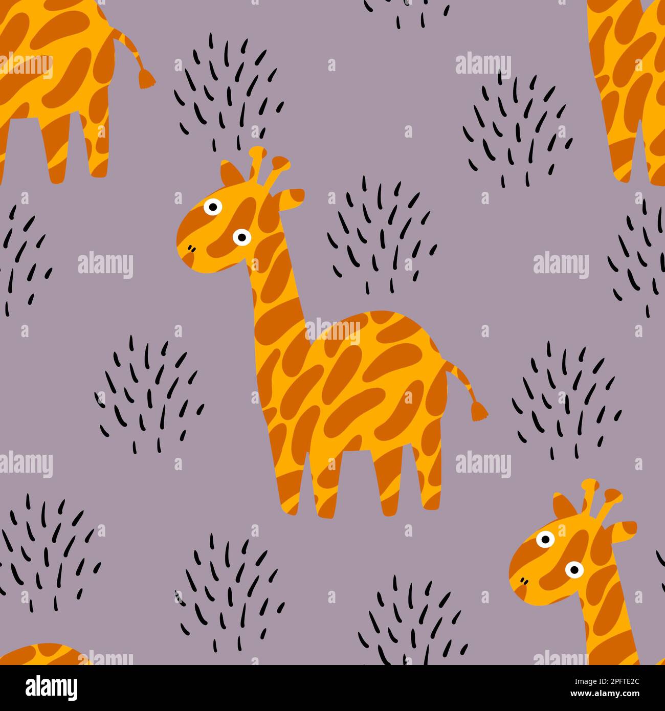 Cartoon summer animals seamless giraffes pattern for wrapping paper and ...
