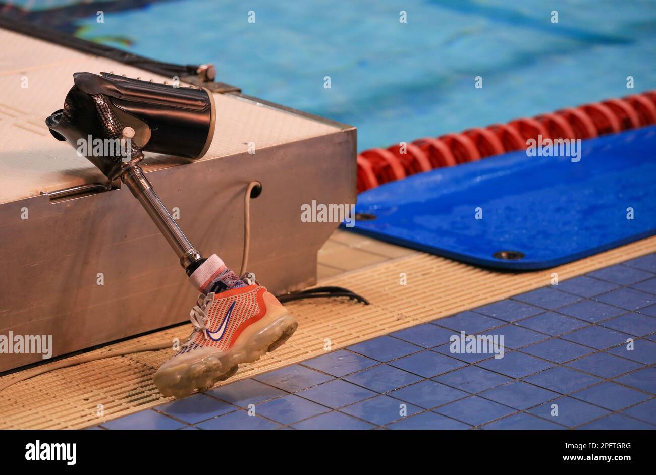 A prosthetic leg on day three of the Citi Para Swimming World Series at ...