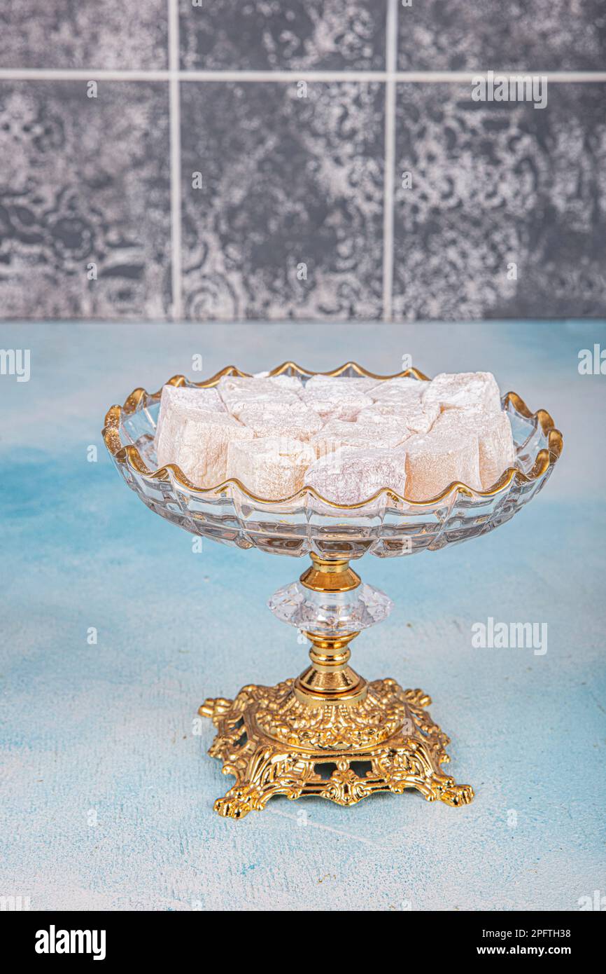 Assorted Turkish delights Rahat lokum. Colorful cubes of Turkish ...