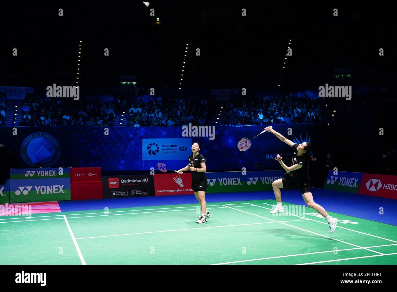 Korea's Kim So Yeong (left) and Kong Hee Yong in action against China's ...