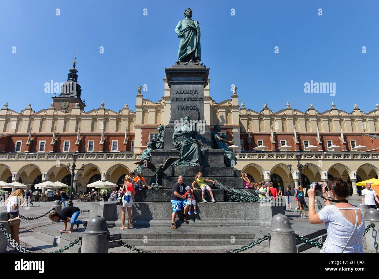 Adam Mickiewicz Monument, Main Market Square, Krakow, Poland Stock ...