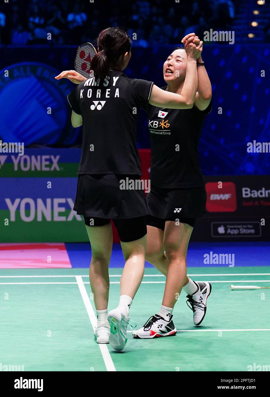 Korea's Kim So Yeong (left) and Kong Hee Yong in action against China's ...