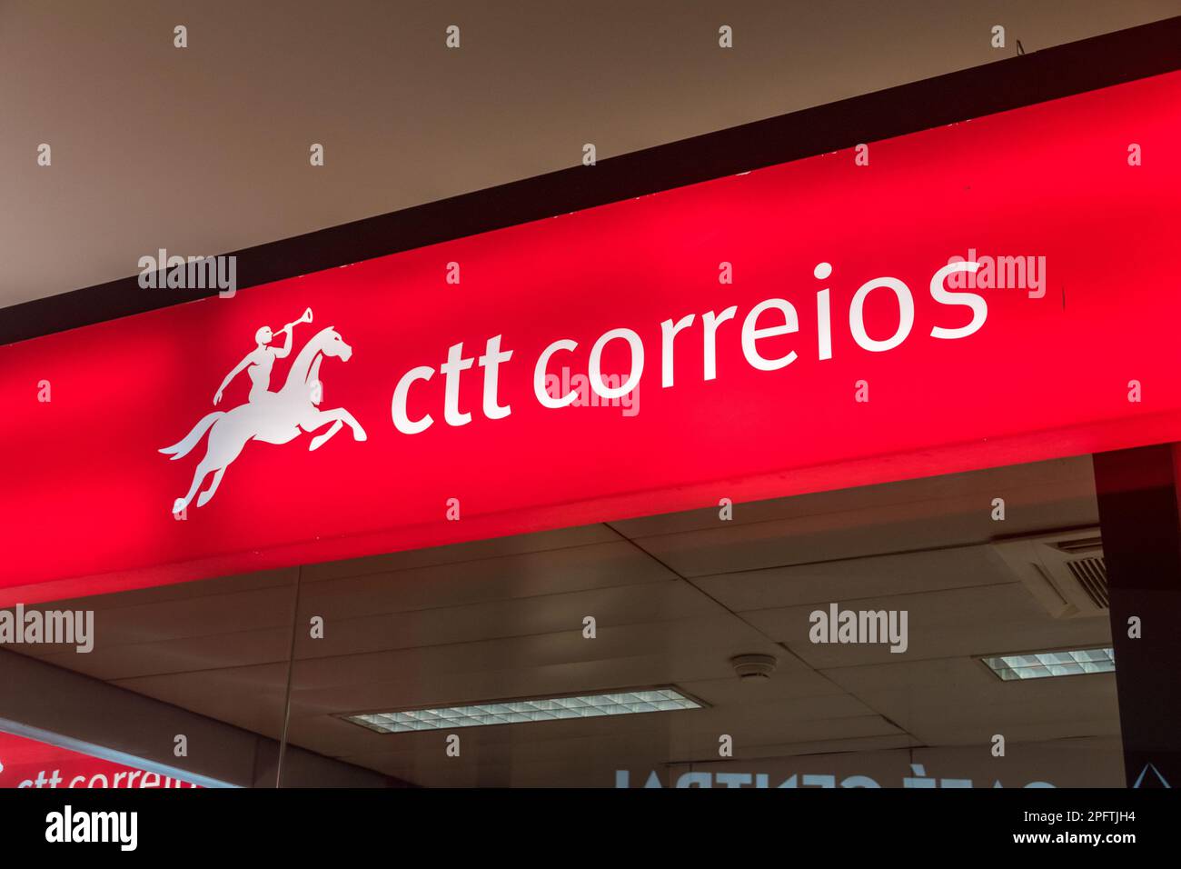 Lisbon, Portugal - December 6, 2022: Logo of CTT Correios de Portugal, S.A., CTT – Post of ...