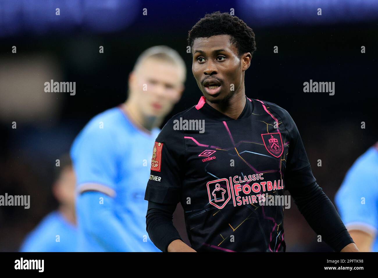 Nathan Tella #23 of Burnley during the Emirates FA Cup Quarter Final ...