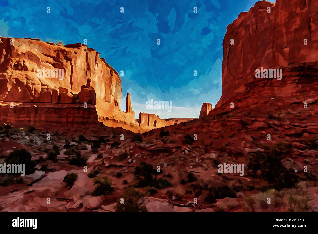 Digitally created watercolor painting of Park Avenue Trailhead view in ...