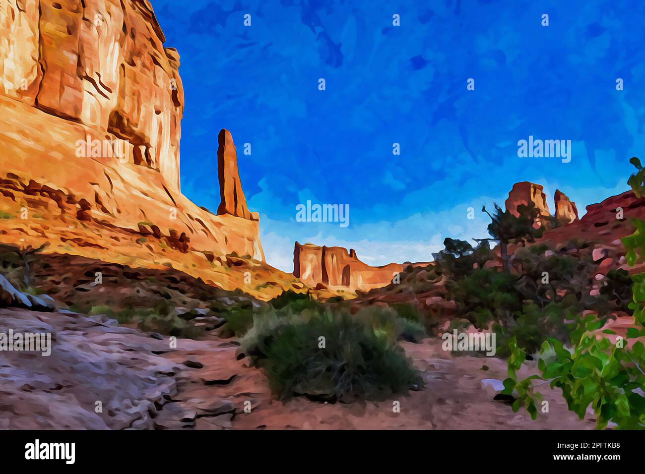 Digitally created watercolor painting of Park Avenue Trailhead view in ...