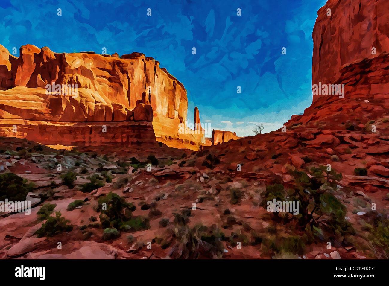 Digitally created watercolor painting of Park Avenue Trailhead view in ...