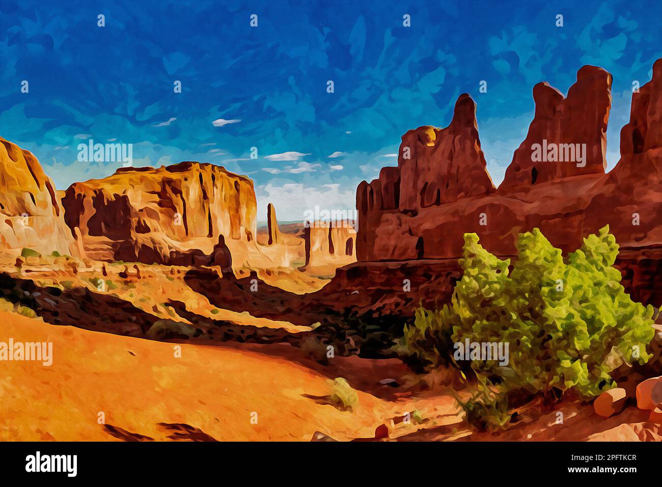 Digitally created watercolor painting of Park Avenue Trailhead view in ...