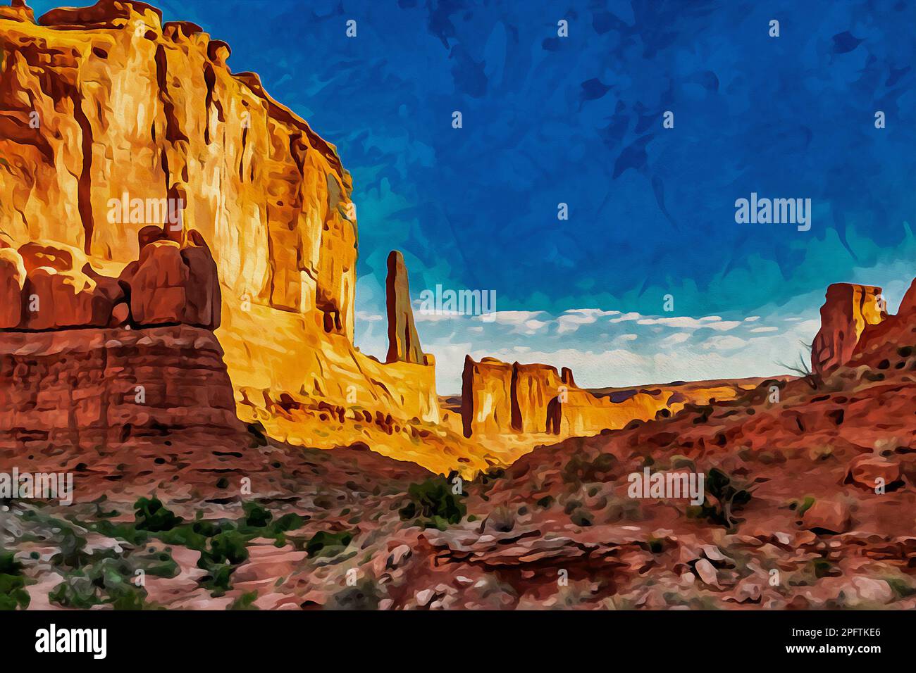 Digitally created watercolor painting of Park Avenue Trailhead view in ...