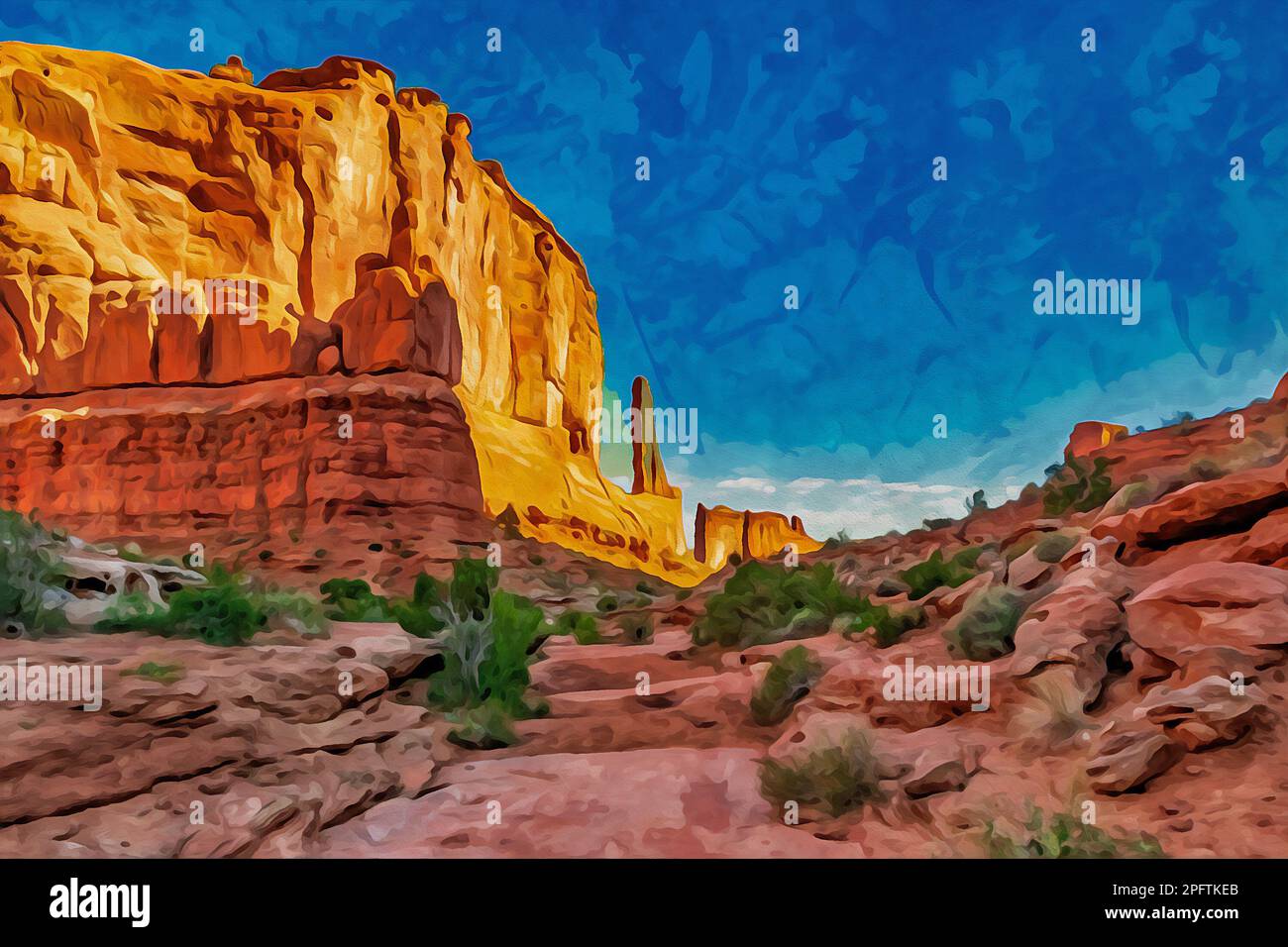 Digitally created watercolor painting of Park Avenue Trailhead view in ...