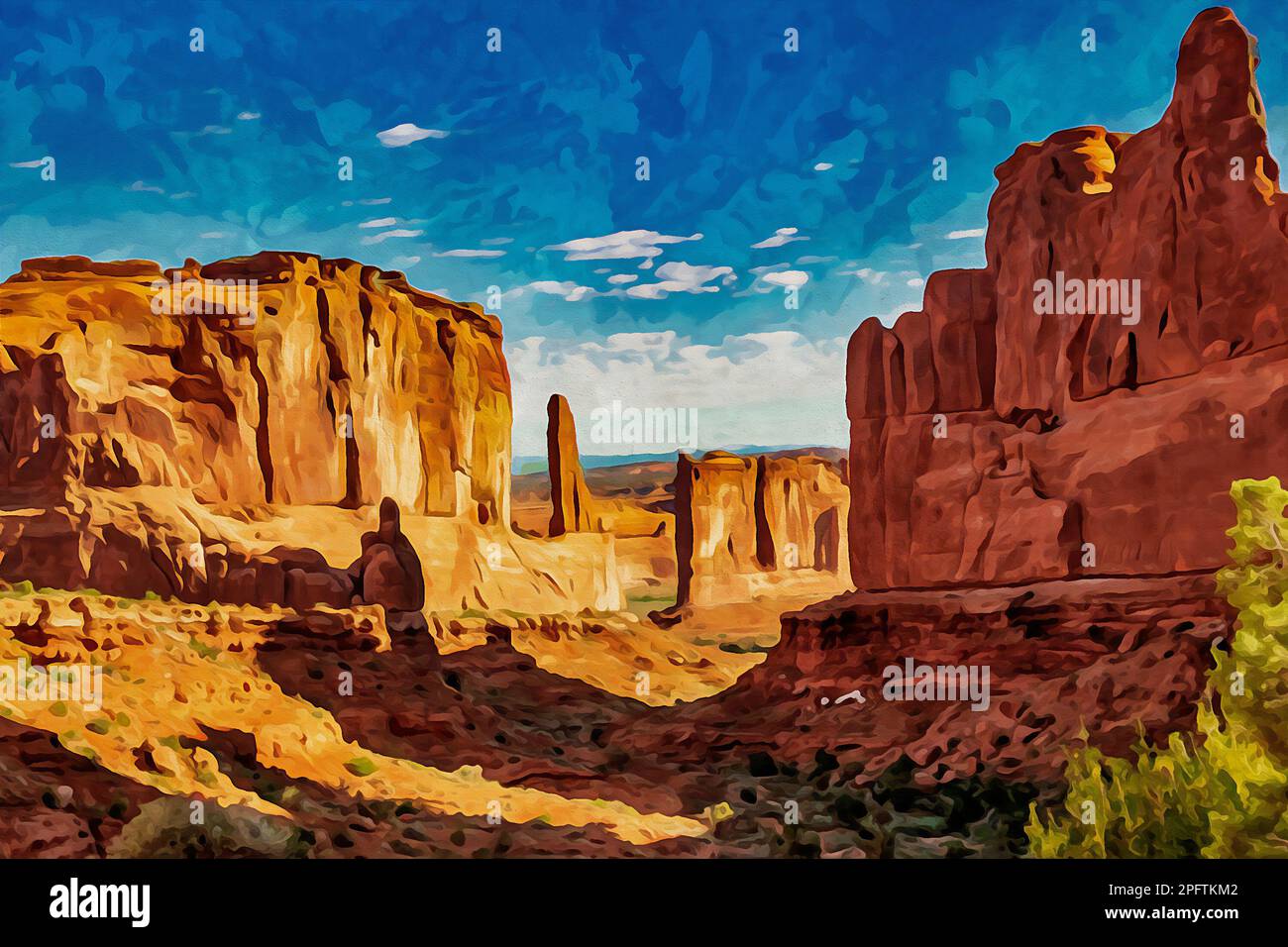 Digitally created watercolor painting of Park Avenue Trailhead with ...