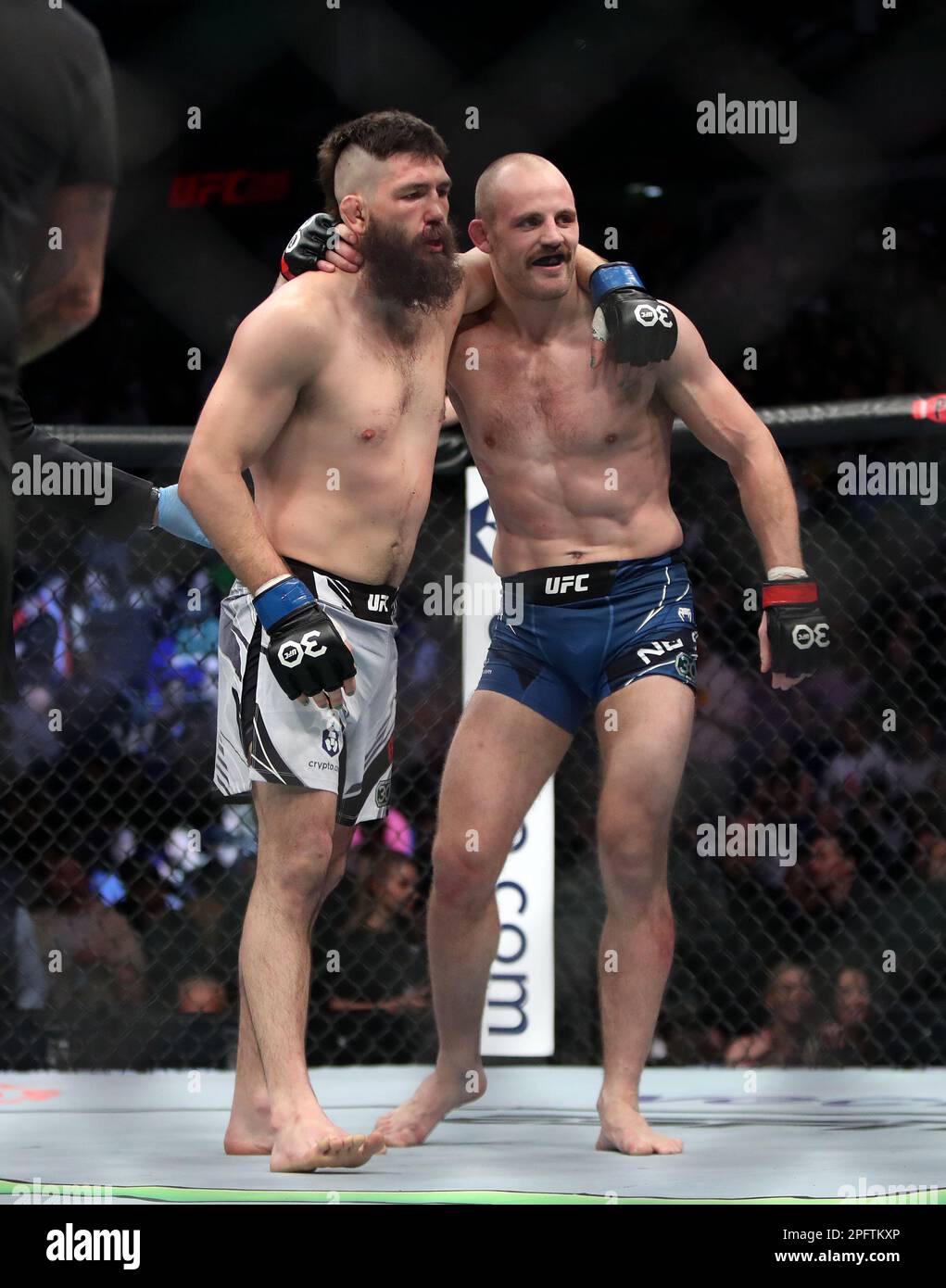 Bryan Barberena (left) congratulates Gunnar Nelson on his win after ...
