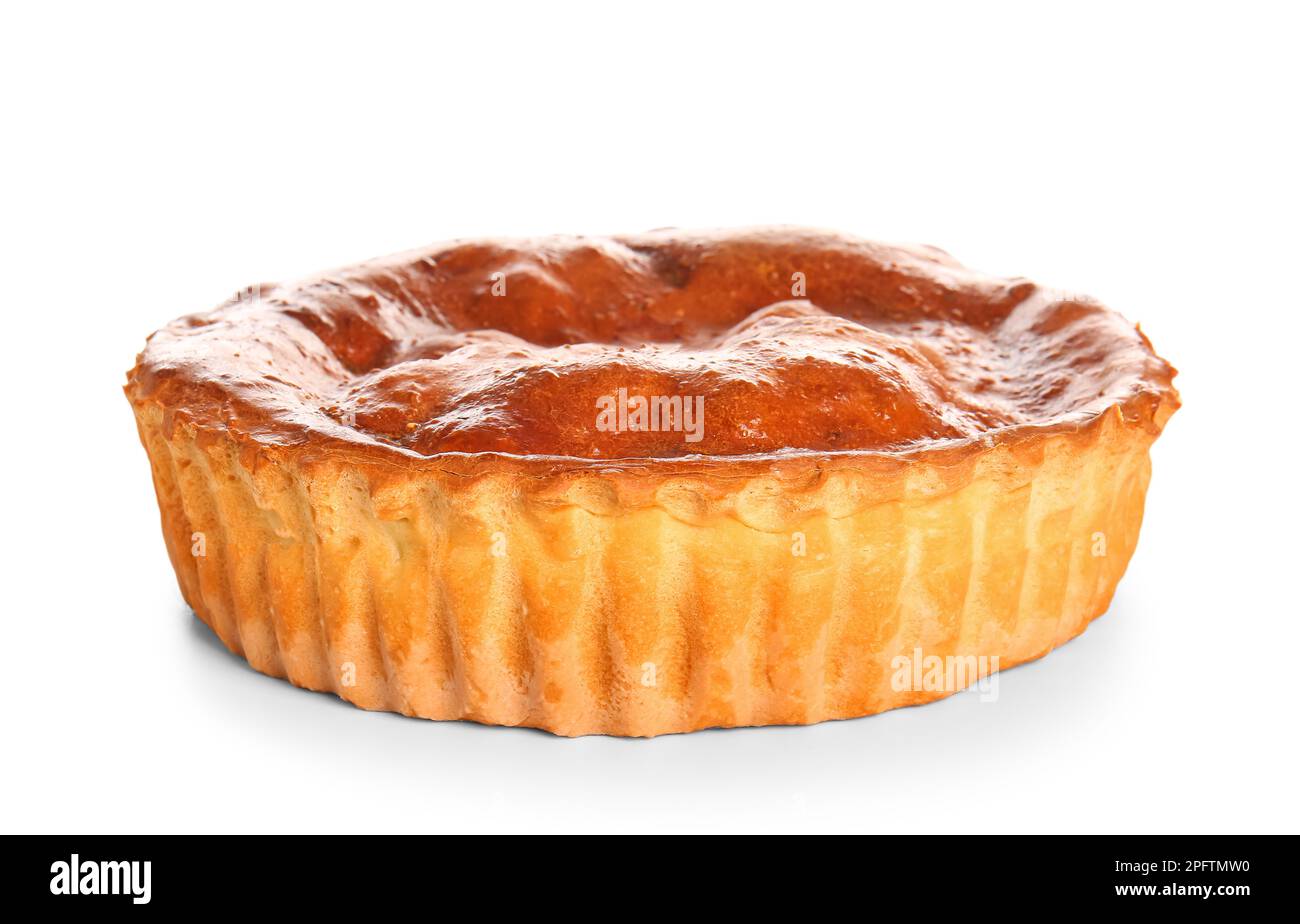 Delicious meat pie isolated on white background Stock Photo - Alamy