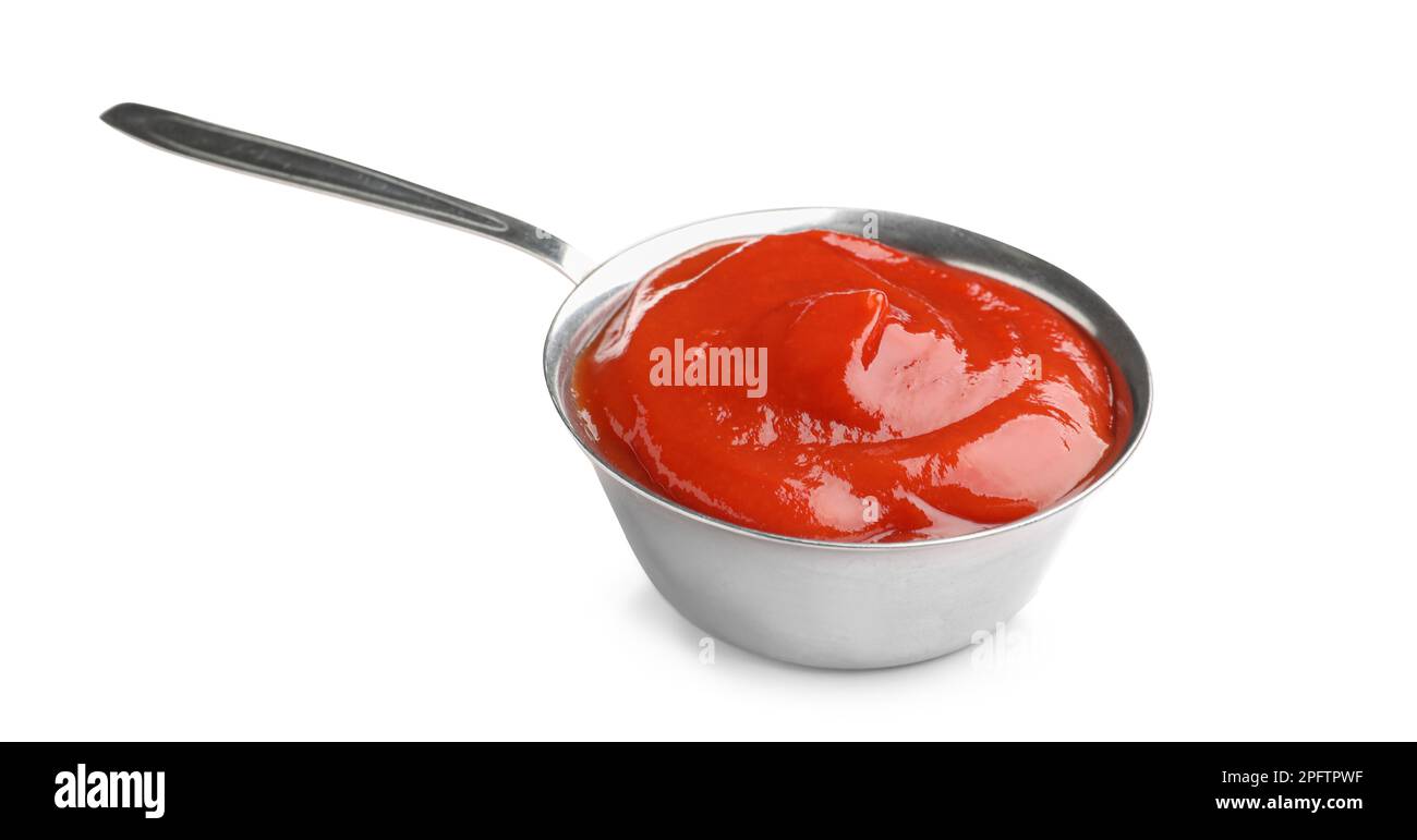 Bowl of tasty ketchup isolated on white background Stock Photo - Alamy