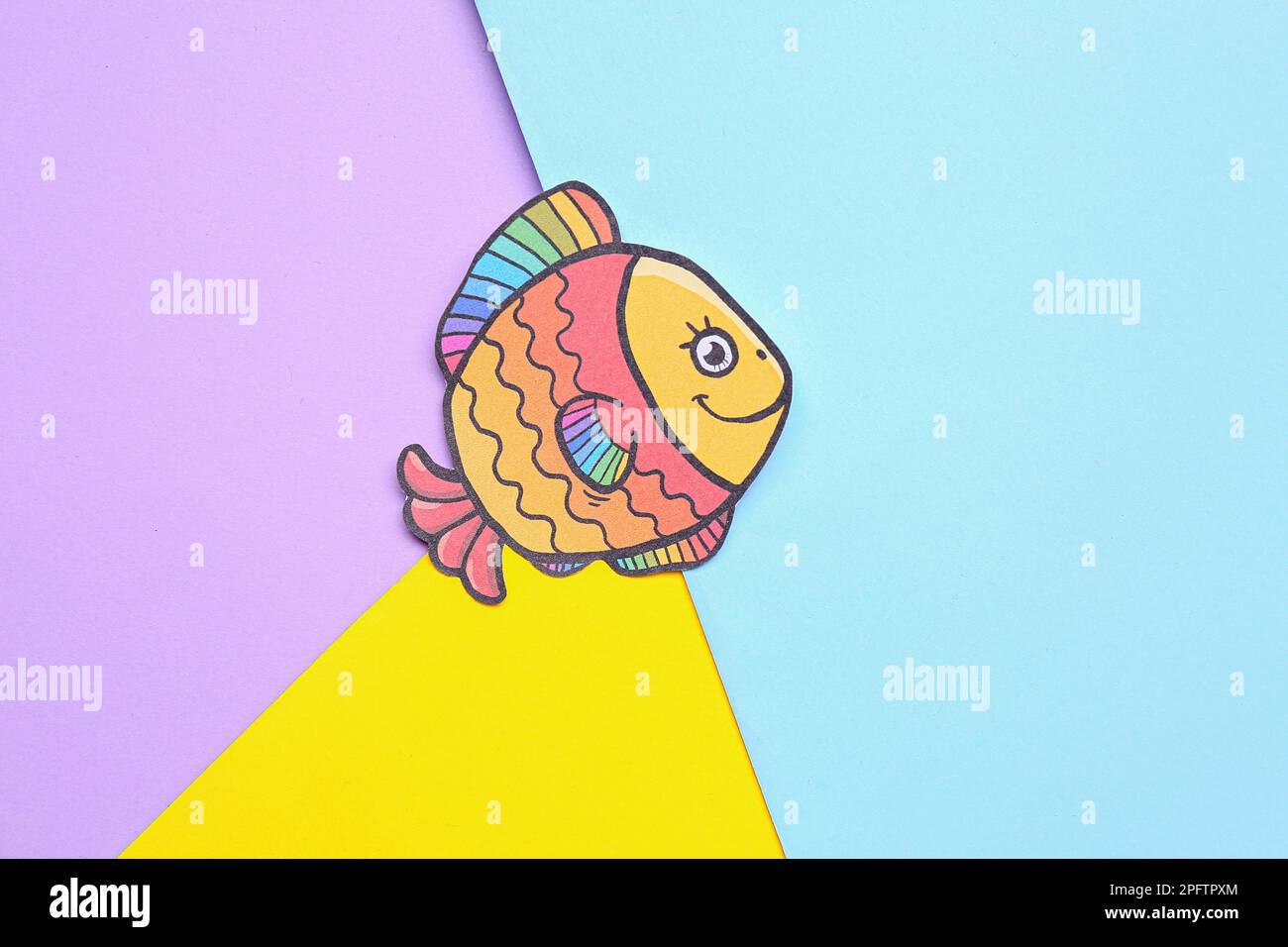 Paper fish on color background. April Fools' Day celebration Stock ...