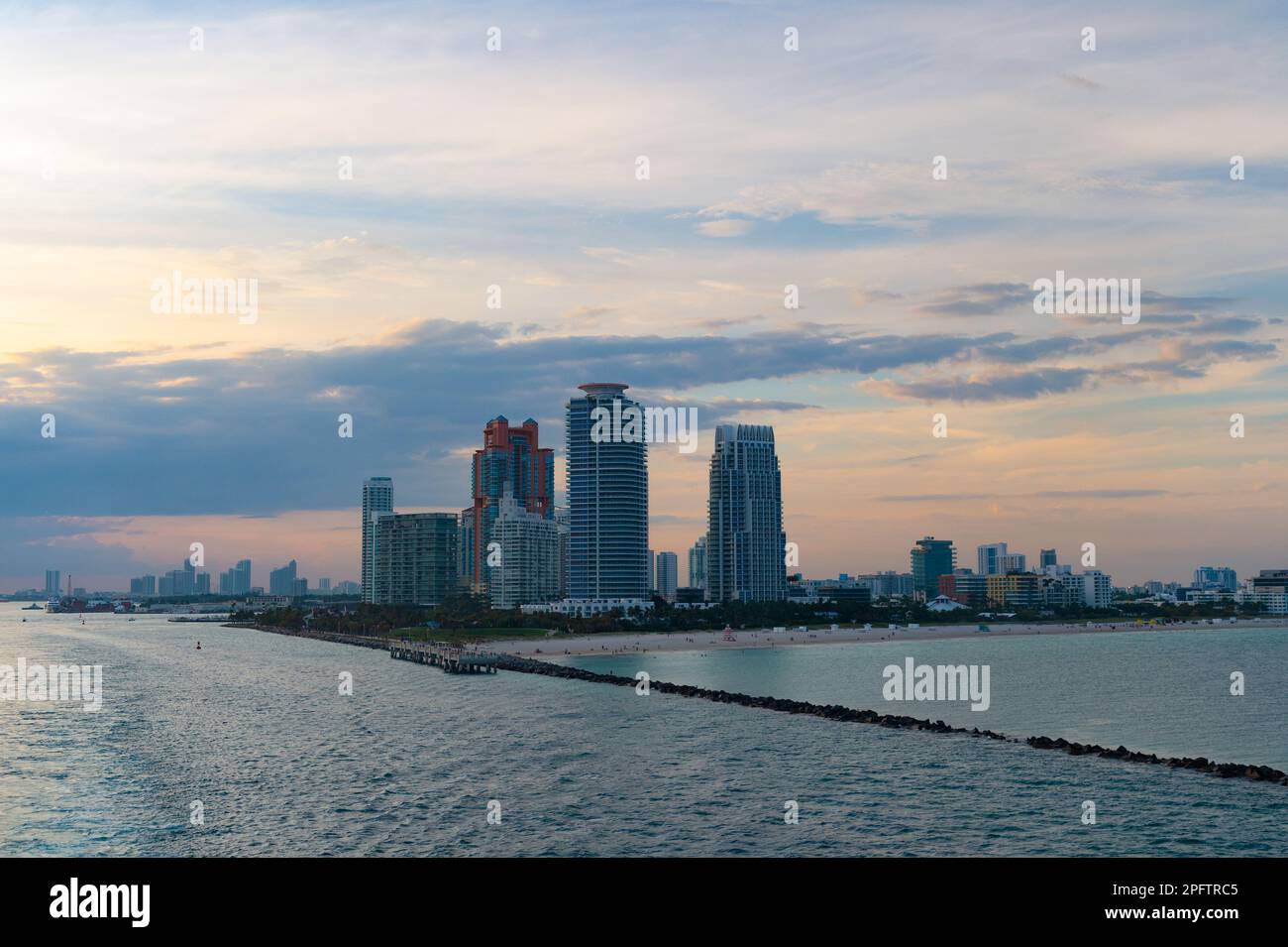 miami skyline skyscraper buildings in sunrise. photo of miami skyline ...