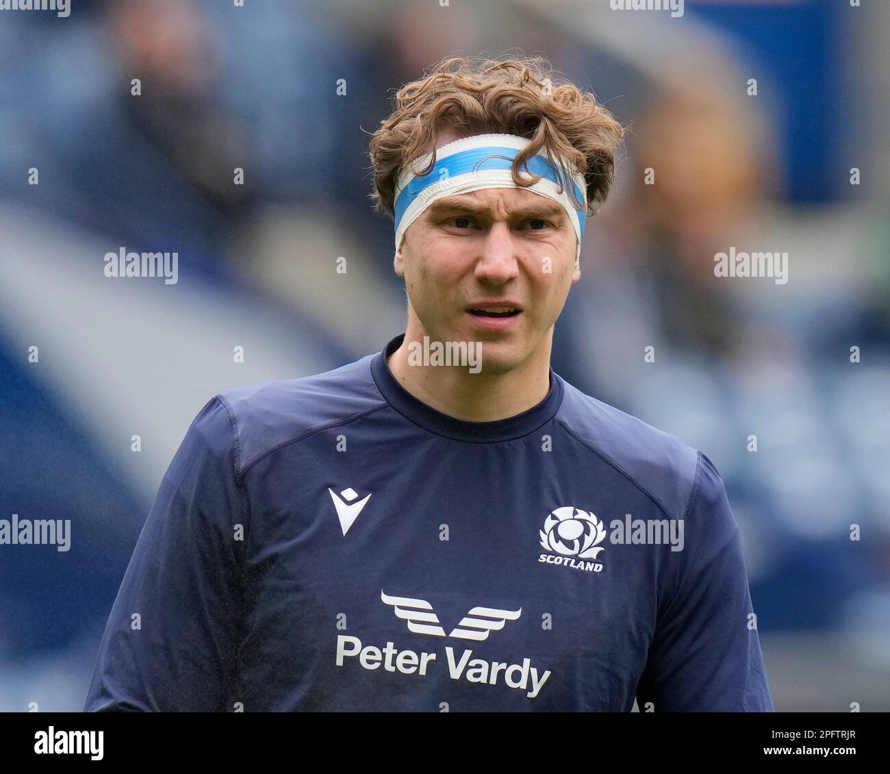 Jamie Ritchie #6 of Scotland warms up before the 2023 Guinness 6 ...