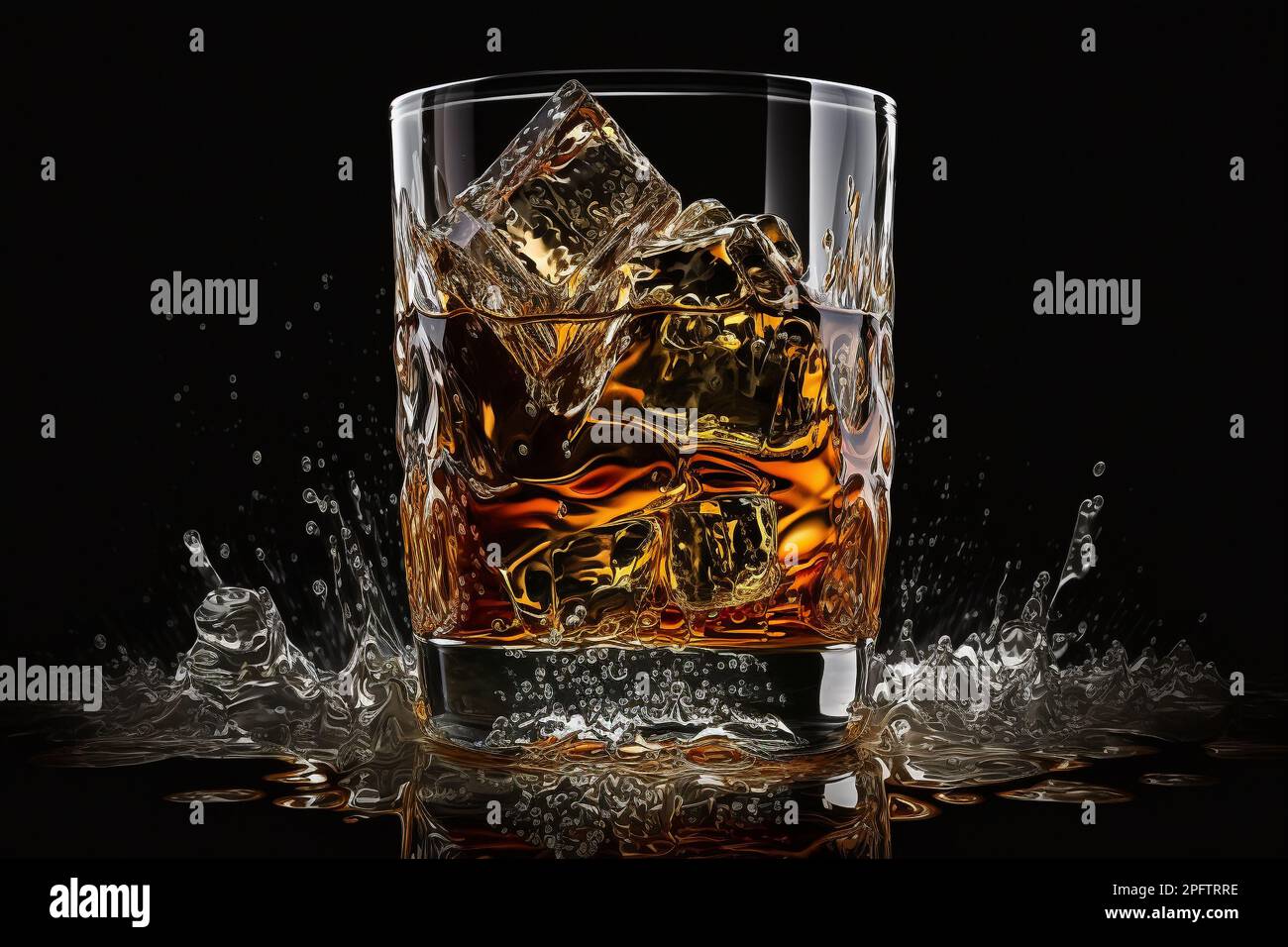 whiskey glass . brandy. Bottle of whiskey with ice . Glass of Scotch ...