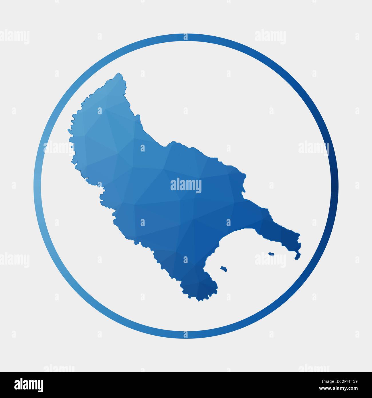 Zakynthos Island icon. Polygonal map in gradient ring. Round low poly ...