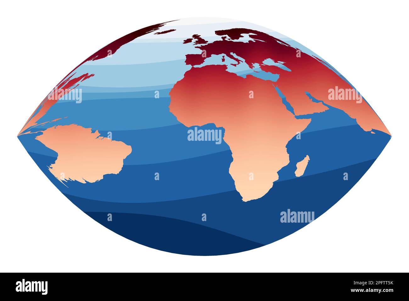 World Map Vector Craig Retroazimuthal Projection World In Red Orange Gradient On Deep Blue