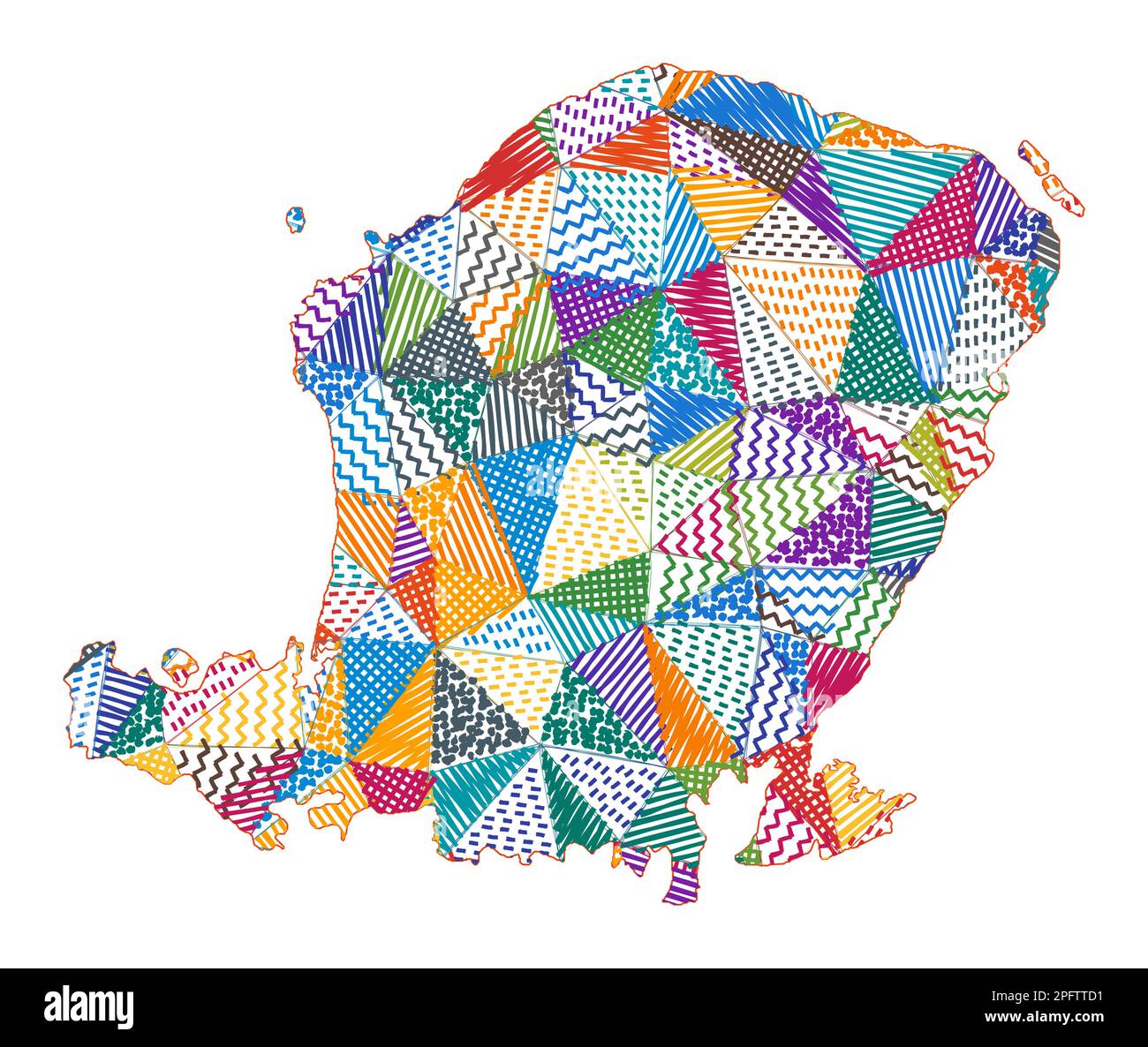 Kid style map of Lombok. Hand drawn polygons in the shape of Lombok ...