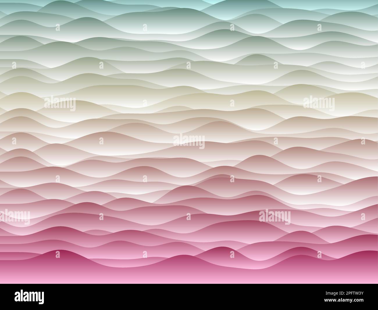 Abstract curves background. Smooth curves with gradients in teal and rose colors. Beautiful ...