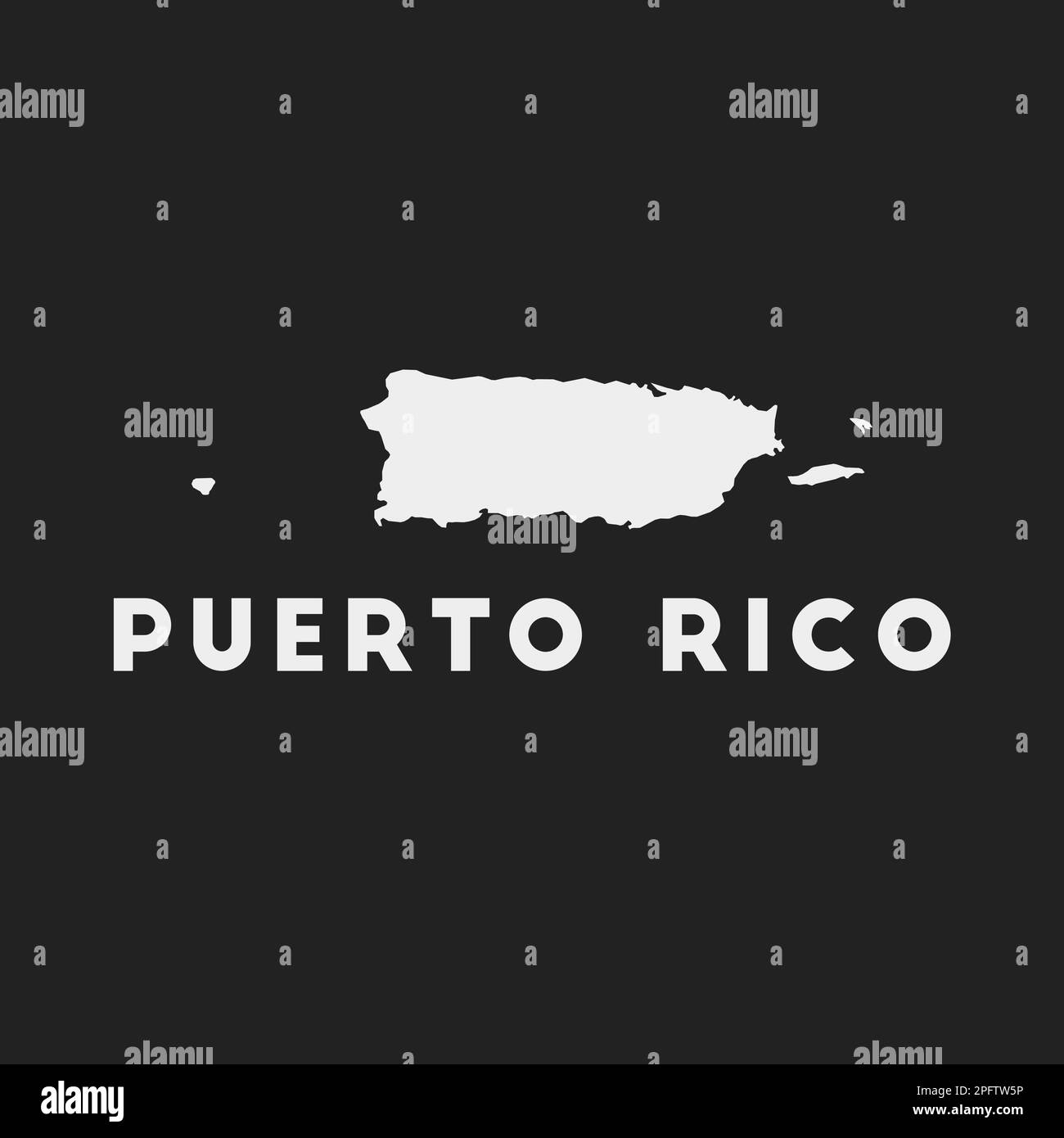 Puerto Rico icon. Country map on dark background. Stylish Puerto Rico map with country name ...