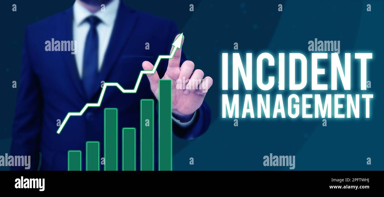 Hand writing sign Incident Management. Concept meaning Process to ...