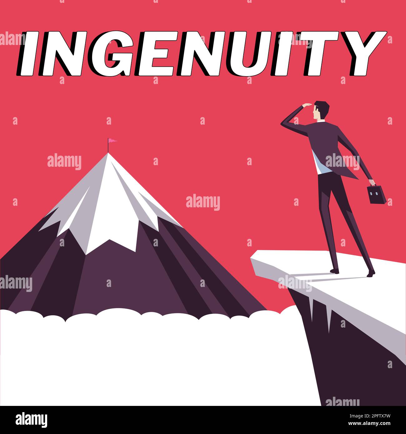 Text caption presenting Ingenuity. Business approach the quality of ...