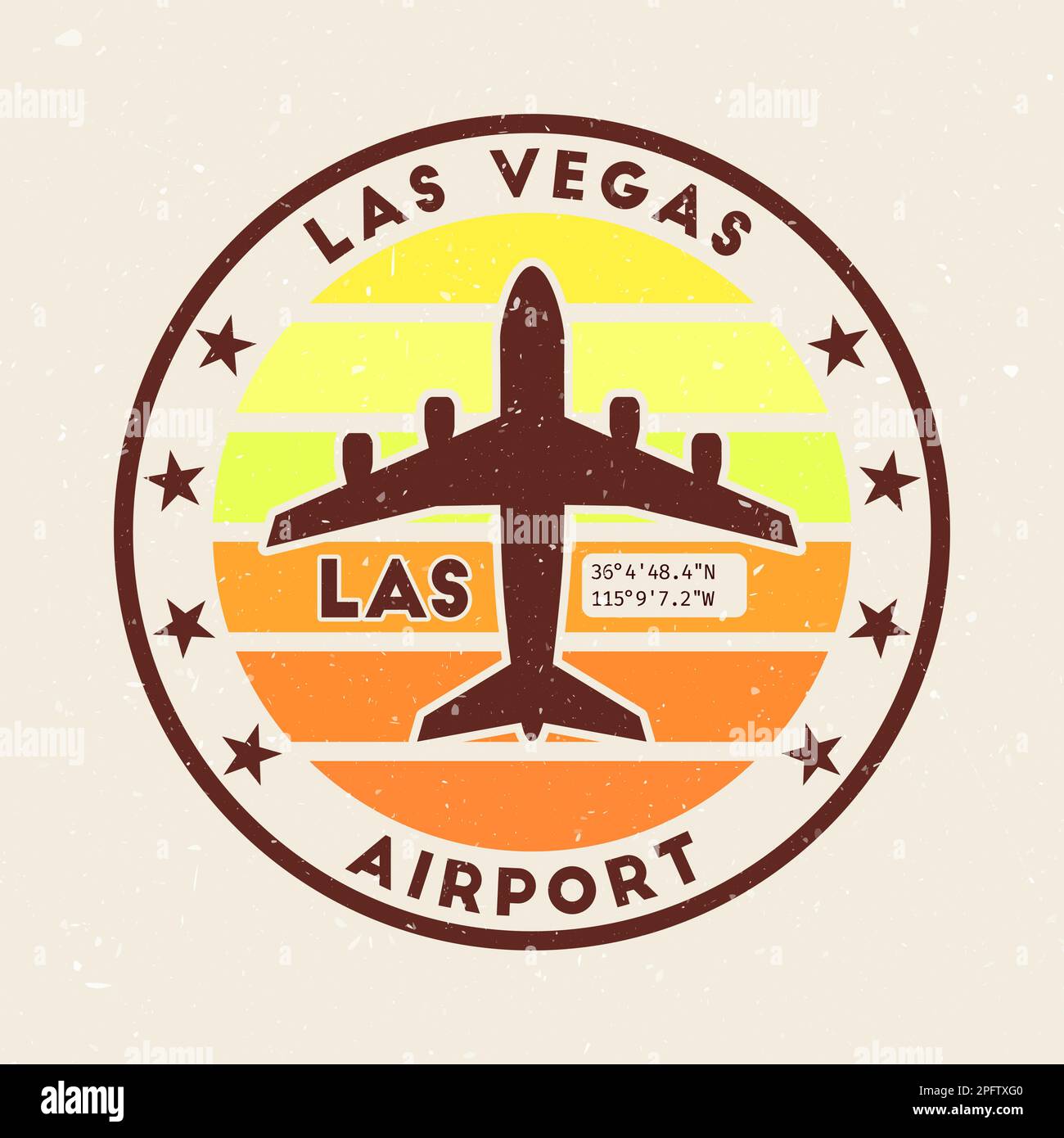 Las Vegas airport insignia. Round badge with vintage stripes, airplane ...