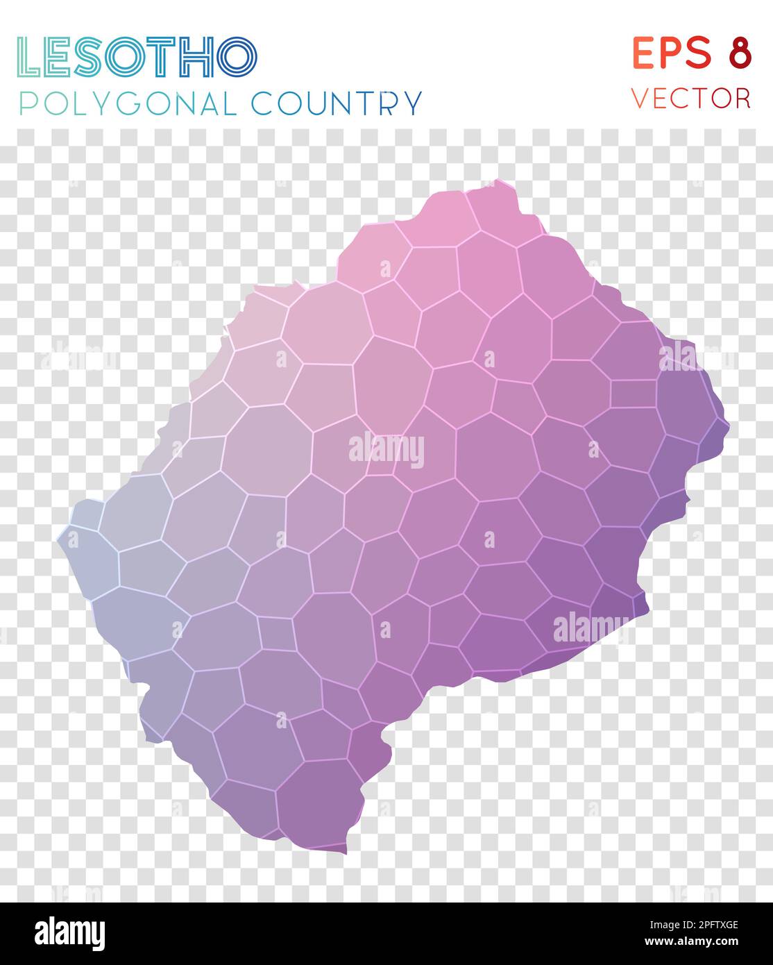Lesotho Polygonal Map Mosaic Style Country Precious Low Poly Style