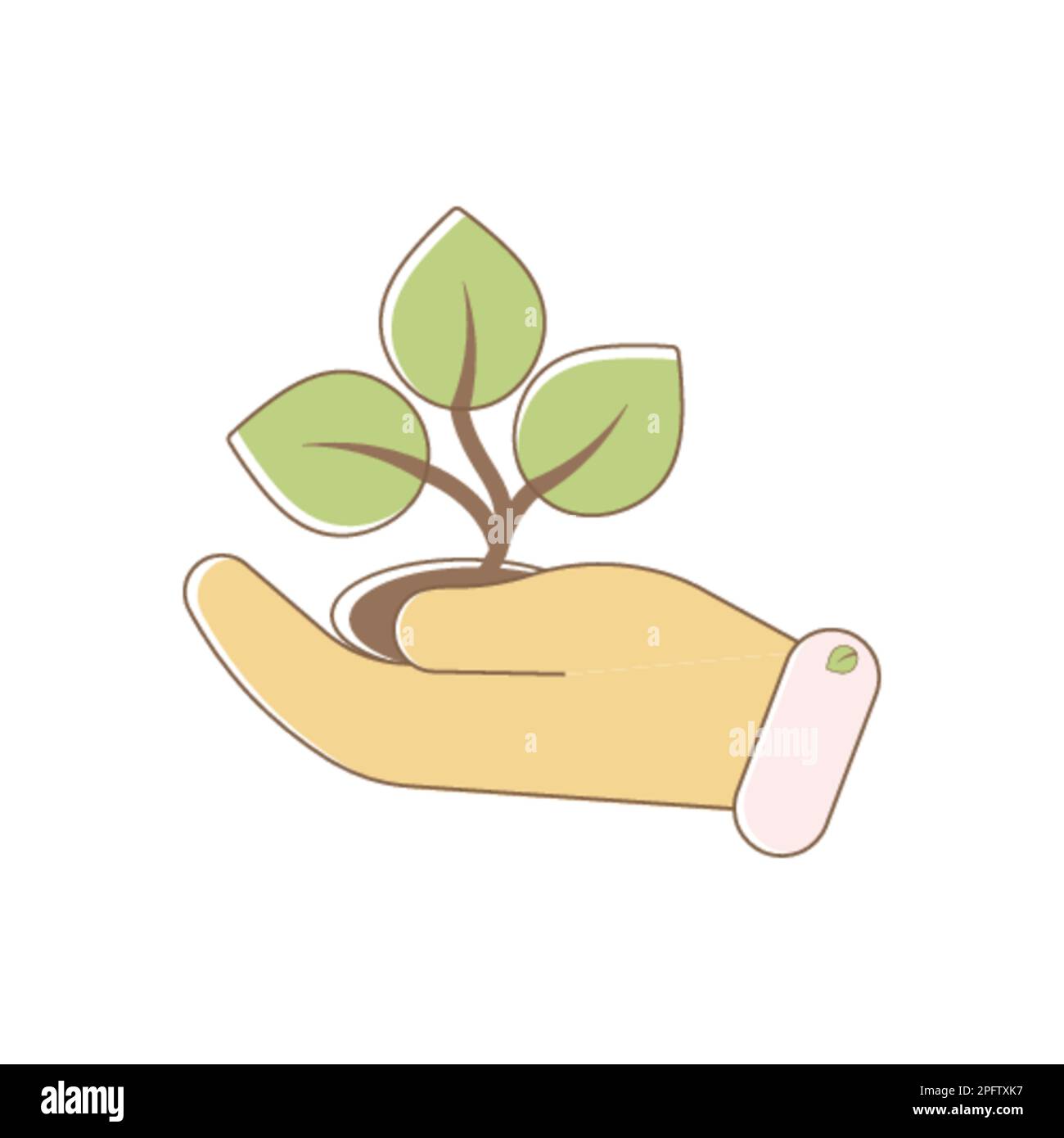 Associations and symbols Sustainability. Symbols of nature: hand with a ...