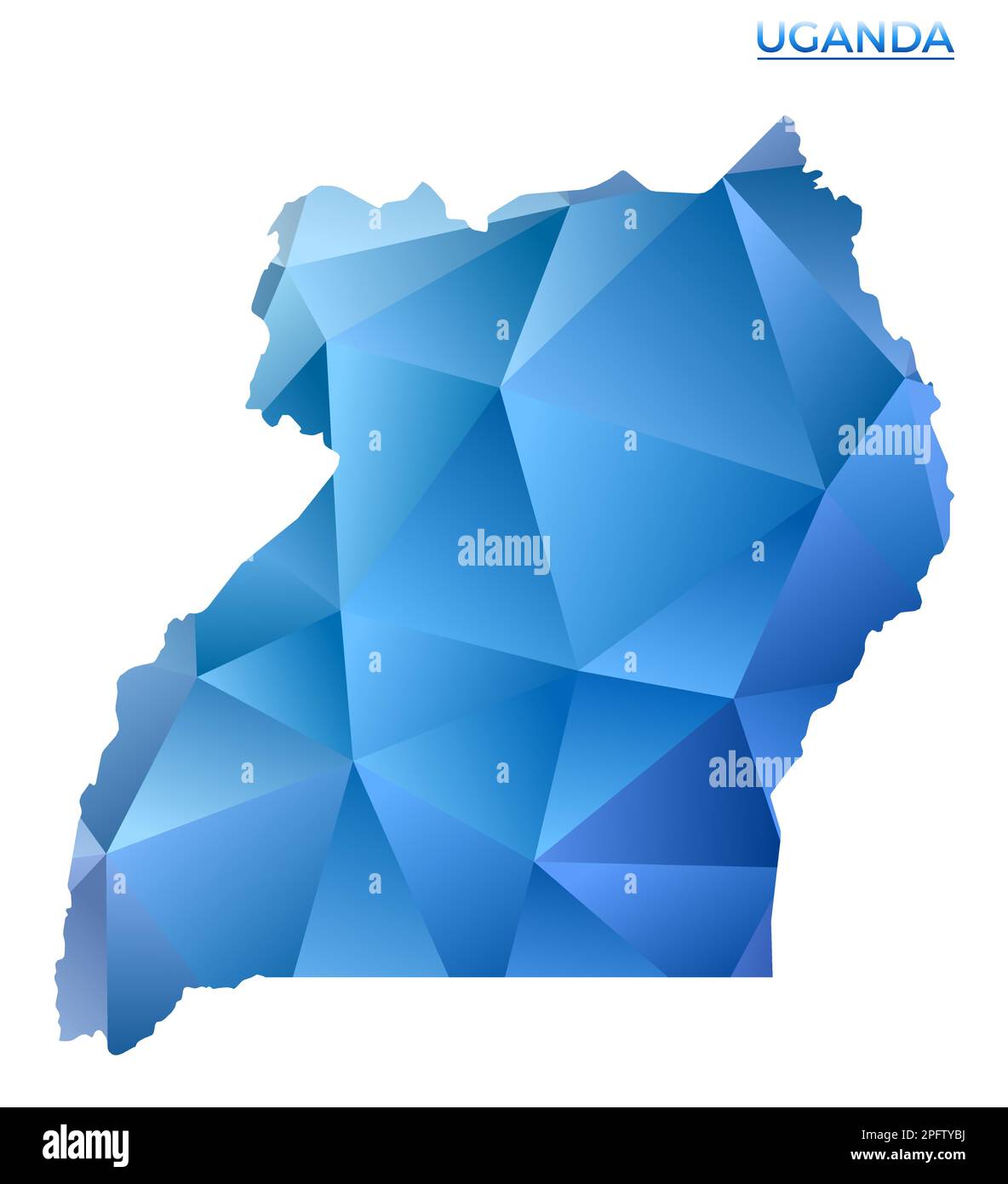 Vector polygonal Uganda map. Vibrant geometric country in low poly style. Neat illustration for ...