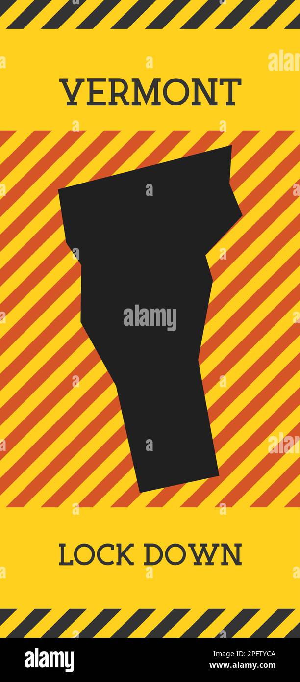 Vermont Lock Down Sign. Yellow US state pandemic danger icon. Vector ...