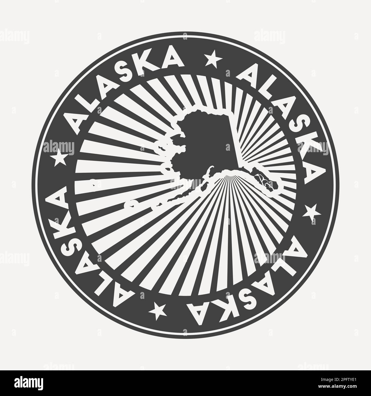 Alaska round logo. Vintage travel badge with the circular name and map ...
