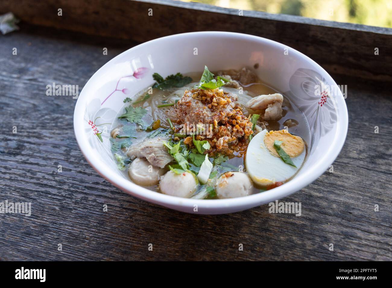 Popular Jabo noodles in Ban Jabo, Thailand made up fo noodles with hard ...