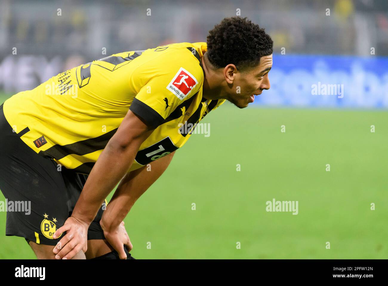 Germany. 18th Mar, 2023. Jude BELLINGHAM (DO) leans on his knee, Soccer ...