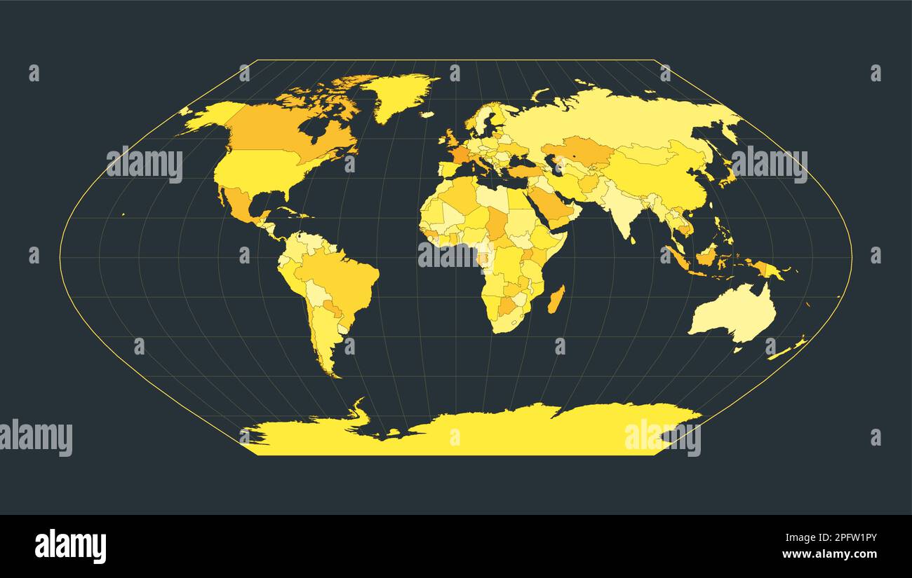 World Map. Eckert V projection. Futuristic world illustration for your ...