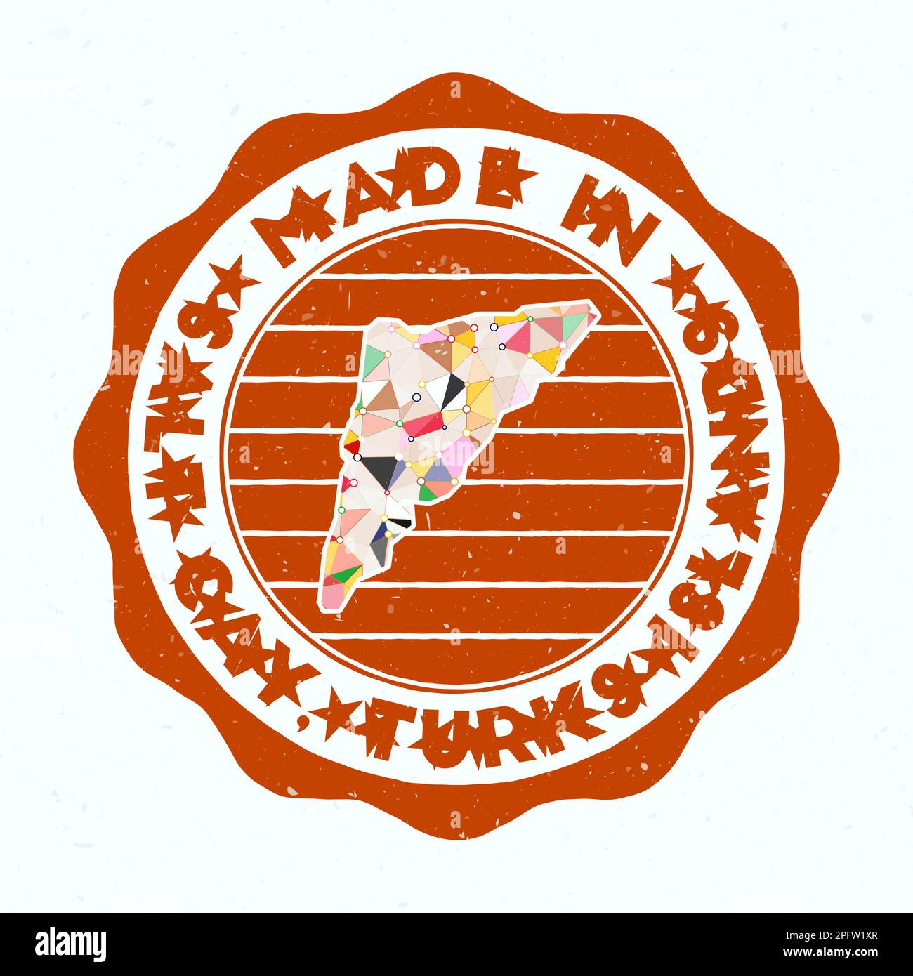 Made In Salt Cay, Turks Islands. Island round stamp. Seal of Salt Cay ...