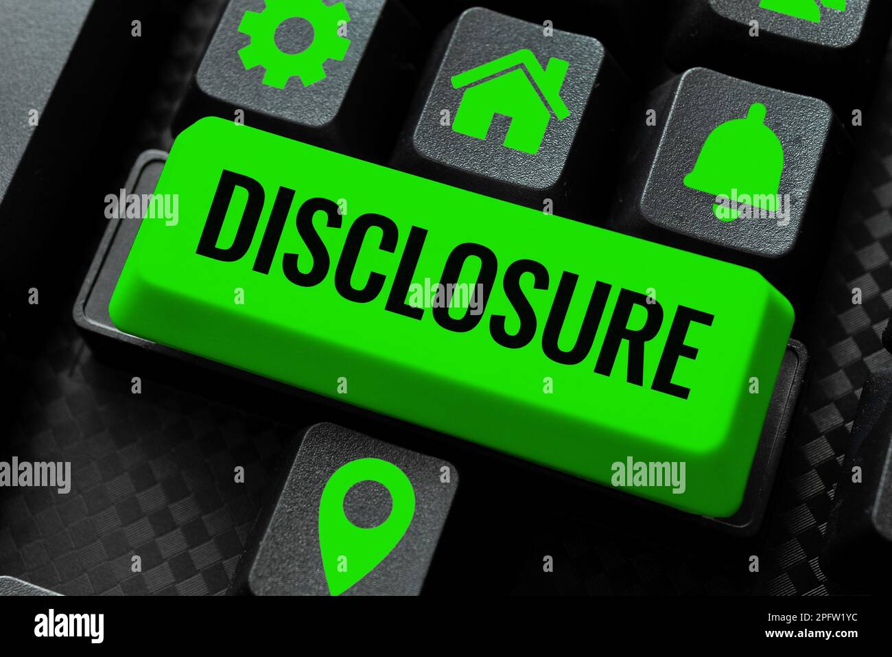 Writing displaying text Disclosure. Business showcase The action of ...