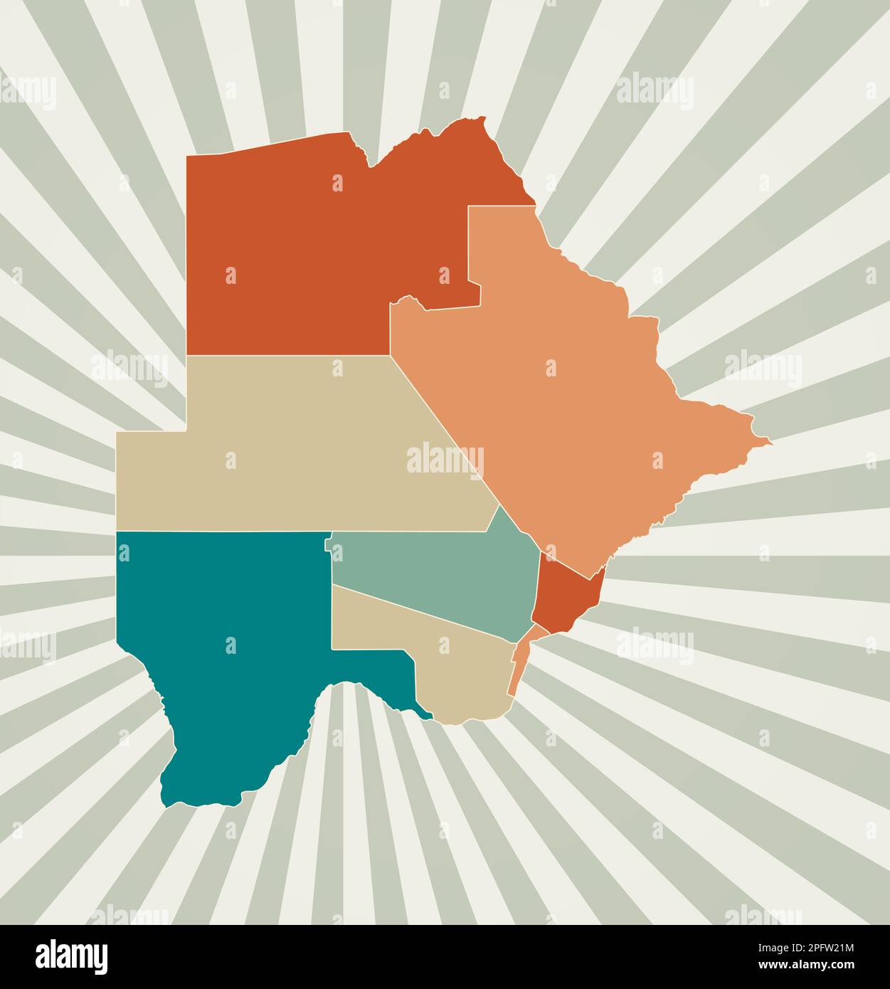 Botswana map. Poster with map of the country in retro color palette ...