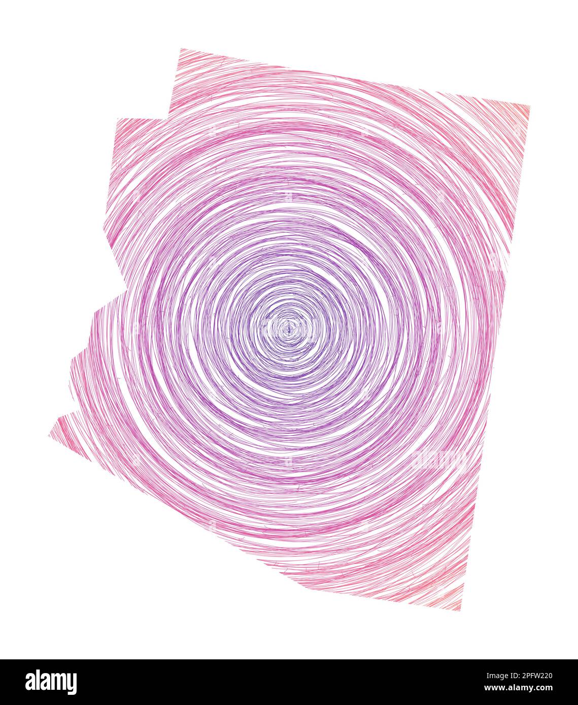 Arizona map filled with concentric circles. Sketch style circles in the ...
