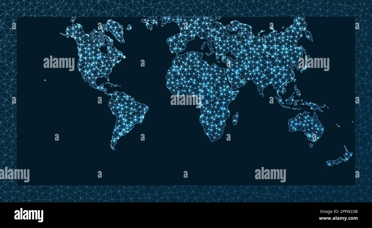 Internet And Global Connections Map Guyou Projection World Network Amazing Connections Map